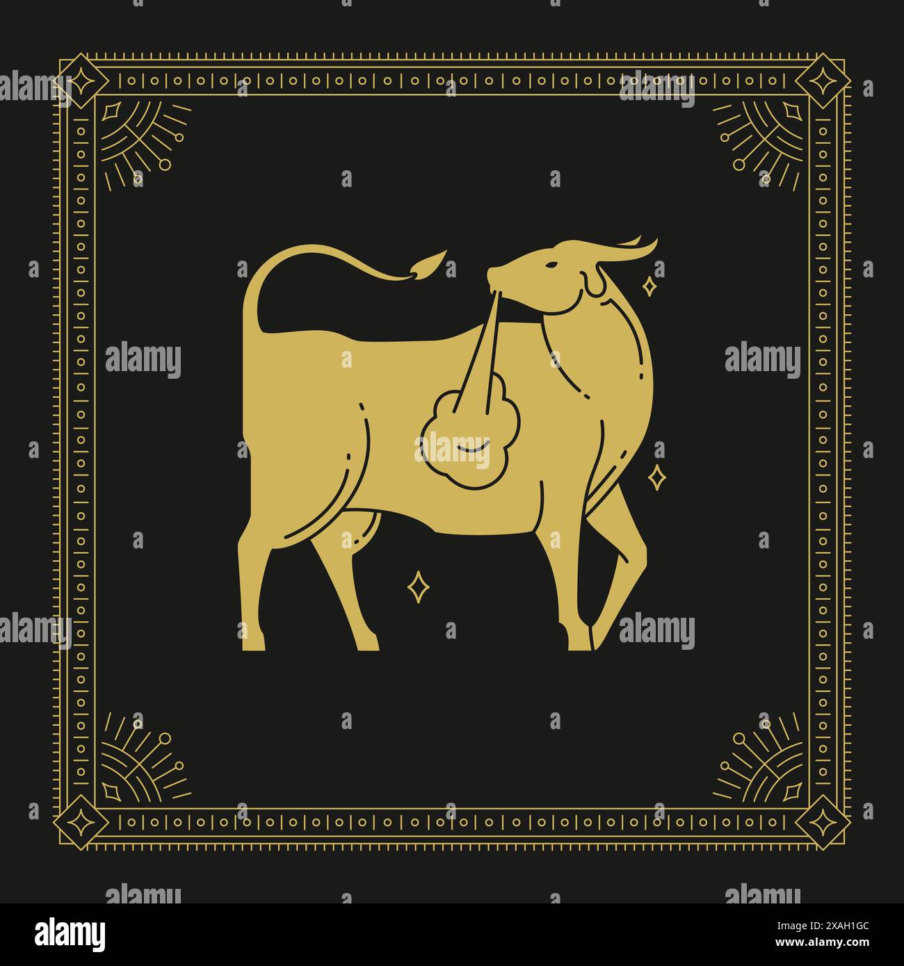 Taurus zodiac mythology antique astrology lunar calendar line art deco ...