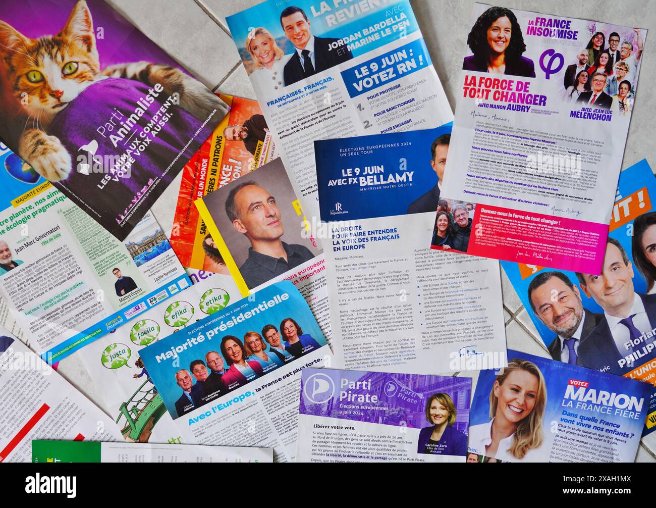 PARIS, FRANCE – 2 JUN 2024- View of election ballots for the 2024 ...