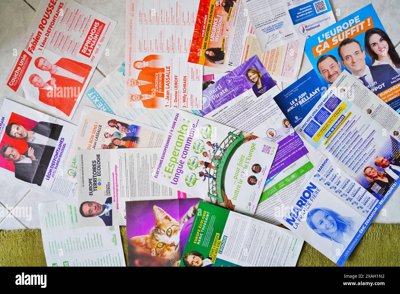 PARIS, FRANCE – 2 JUN 2024- View of election ballots for the 2024 ...