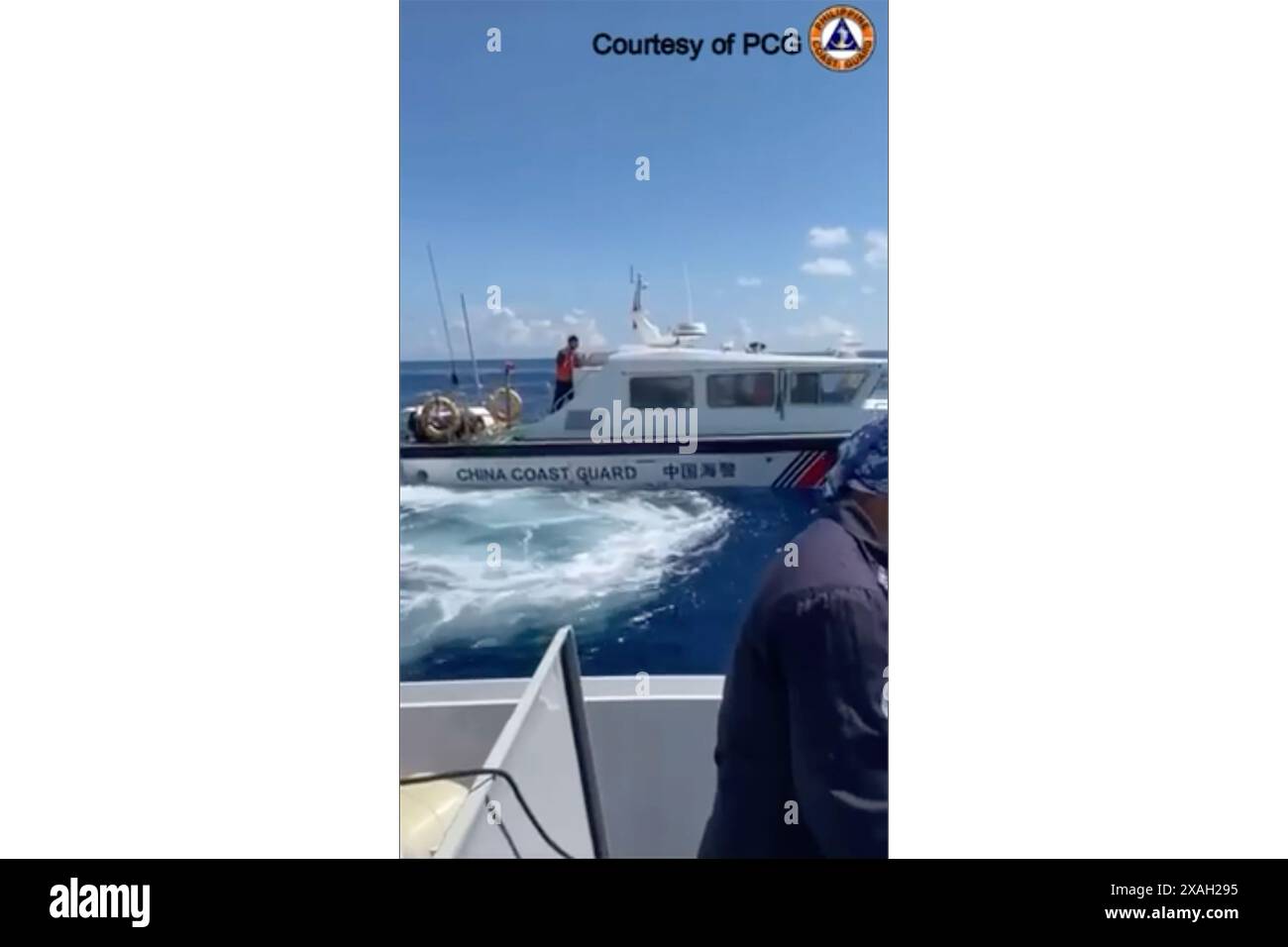 In this image taken from a video released by Philippine Coast Guard, a ...