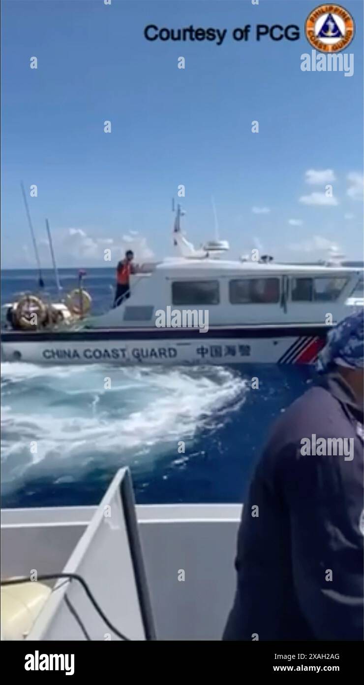 In this image taken from a video released by Philippine Coast Guard, a ...