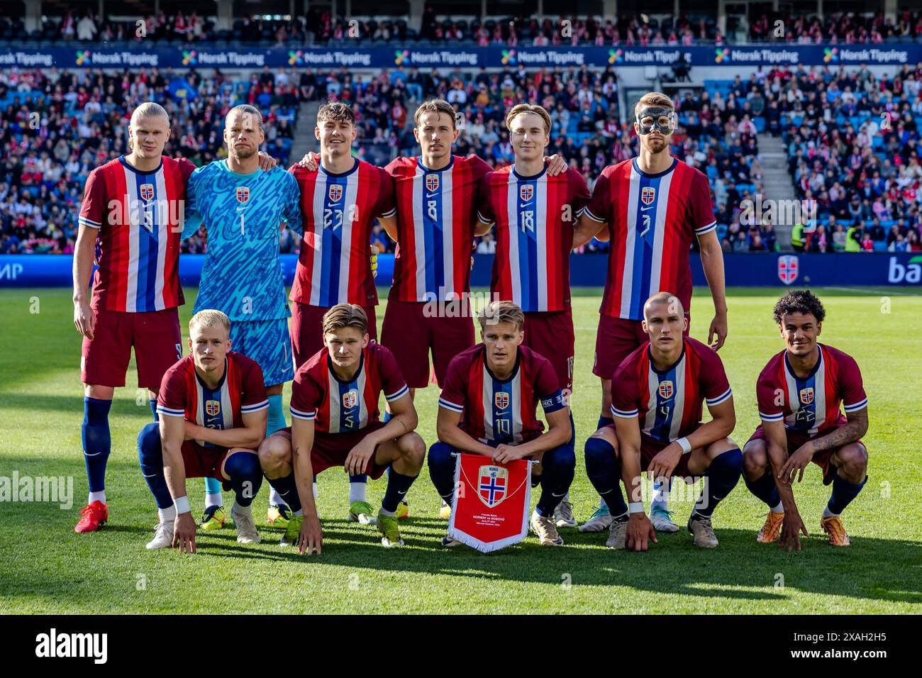 Oslo, Norway. 05th, June 2024. The starting-11 of Norway seen for the ...