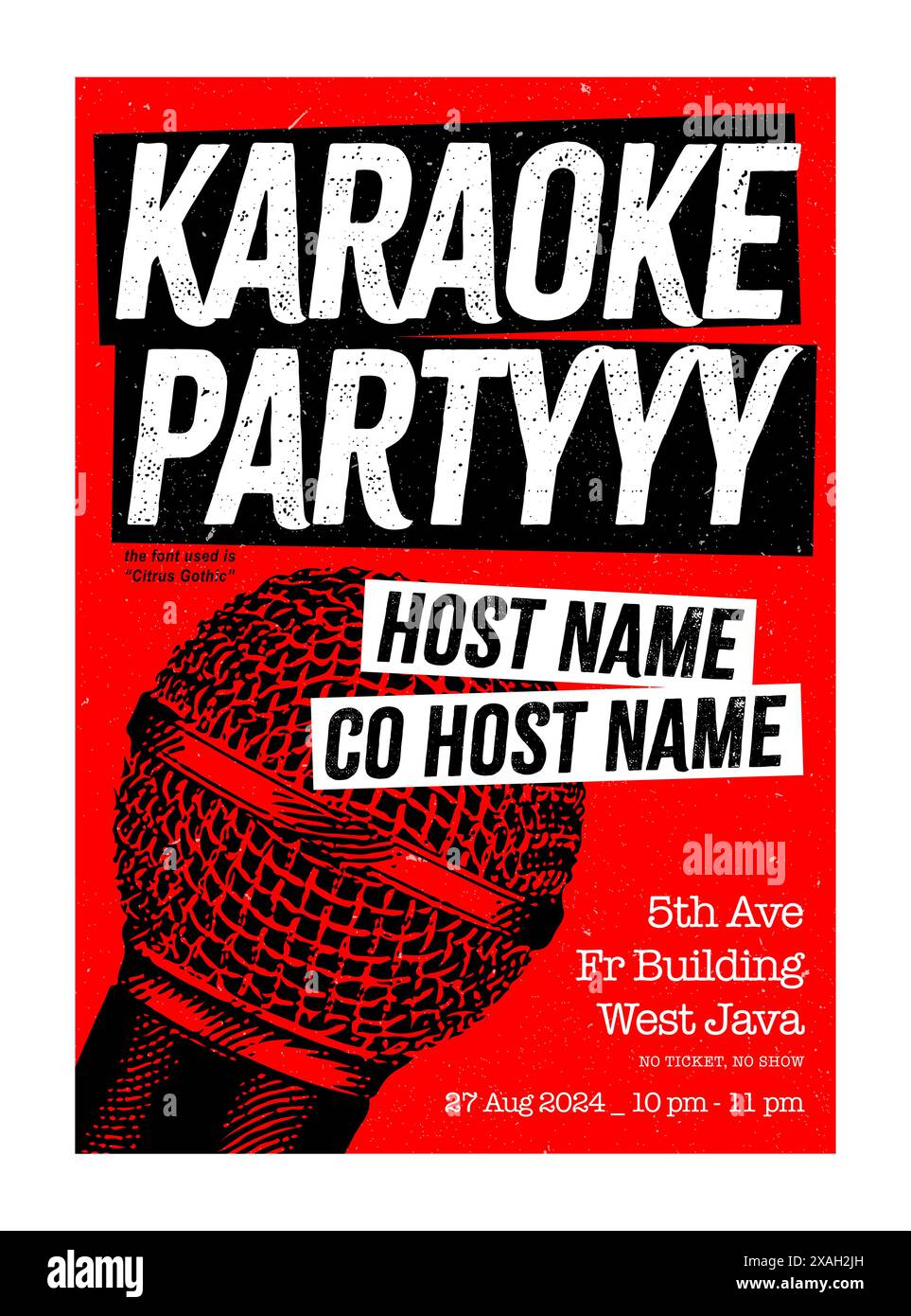 karaoke night poster with hand hold microphone, vector format, sing ...