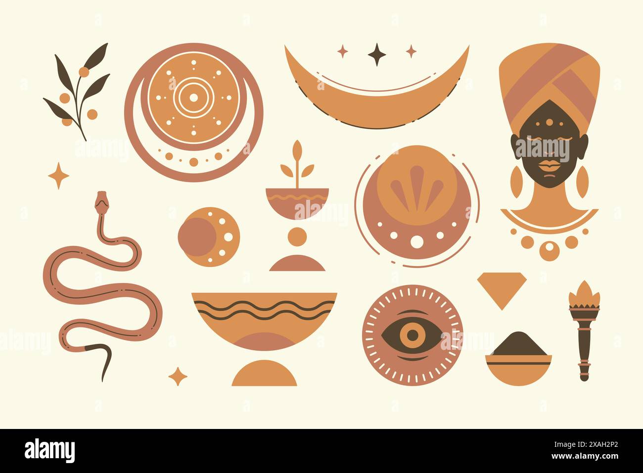 Abstract african ethnic decorative design elements set vector ...