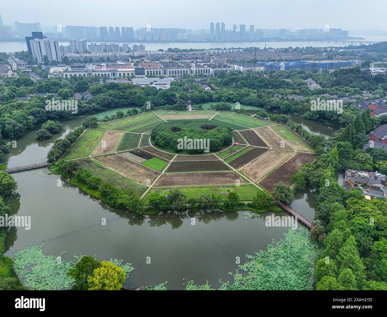 HANGZHOU, CHINA - JUNE 6, 2024 - An aerial photo shows eight-trigram ...