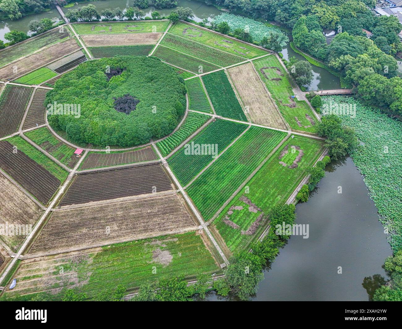 HANGZHOU, CHINA - JUNE 6, 2024 - An aerial photo shows eight-trigram ...