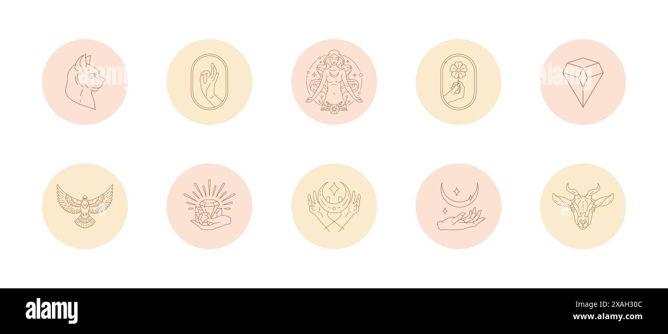 Set of icons and emblems for social media stories highlight covers in ...