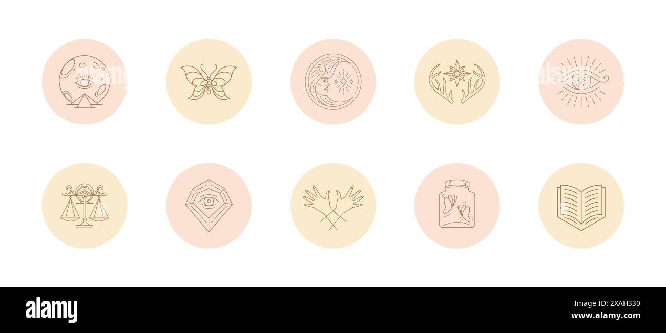 Set of icons and emblems for social media stories highlight covers in ...