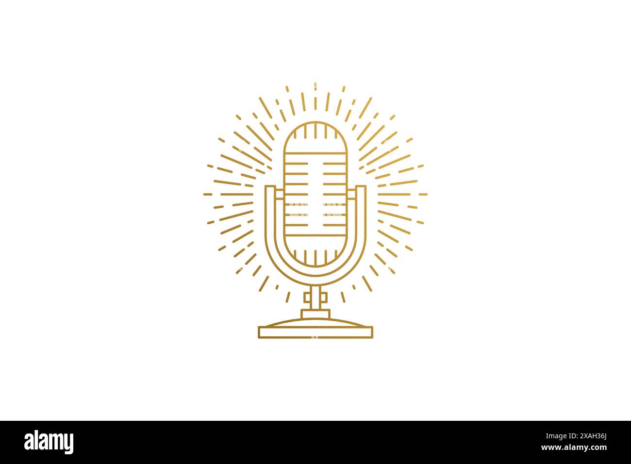Modern microphone silhouette linear vector illustration. Contemporary ...