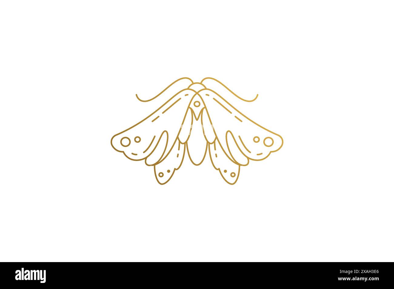 Wild moth silhouette elegant linear vector illustration. Golden moth ...