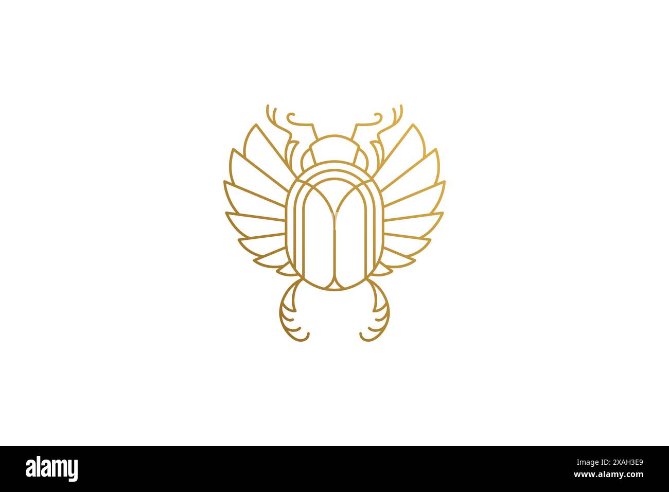 Golden scarab silhouette linear vector illustration. Scarab creative ...