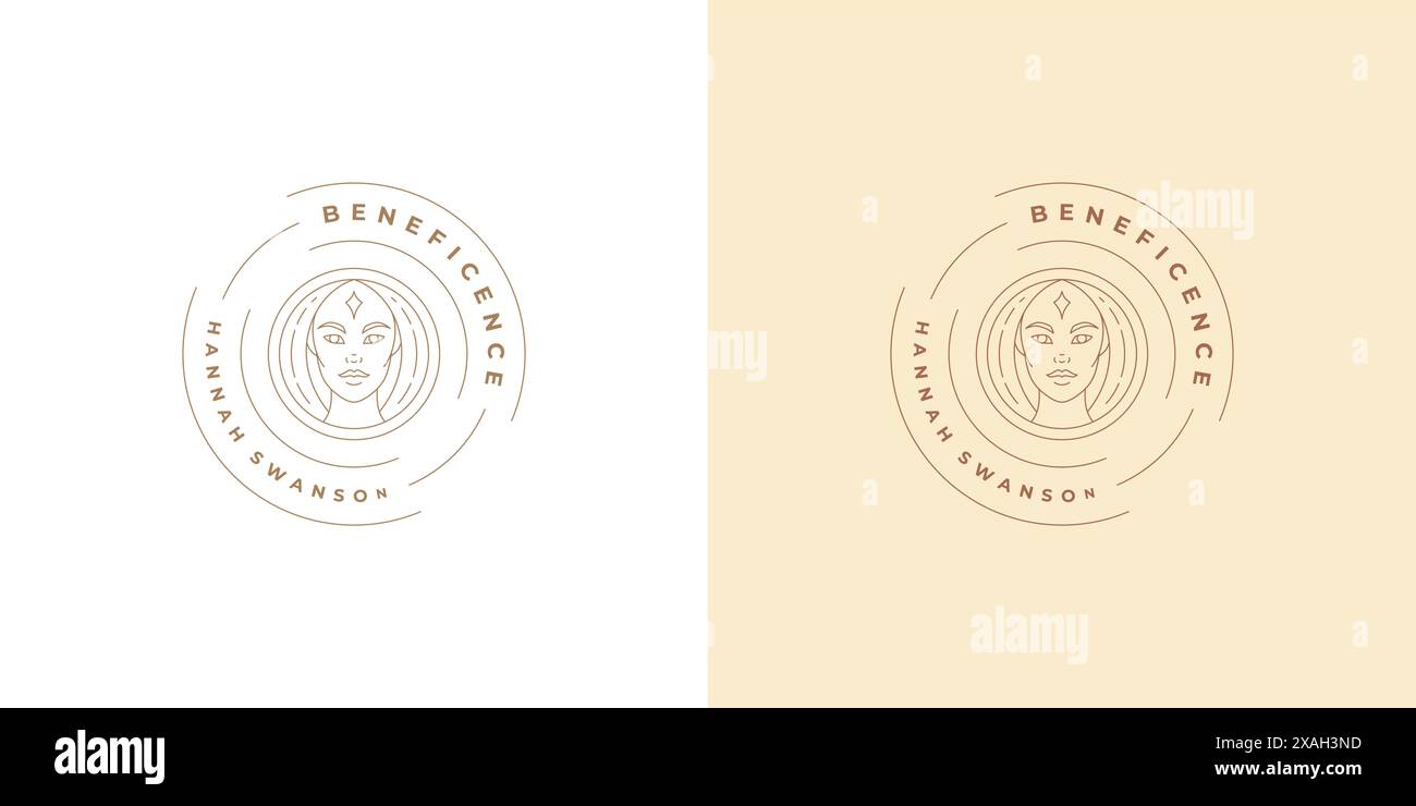 Beauty magic female portrait logo emblem design template vector ...