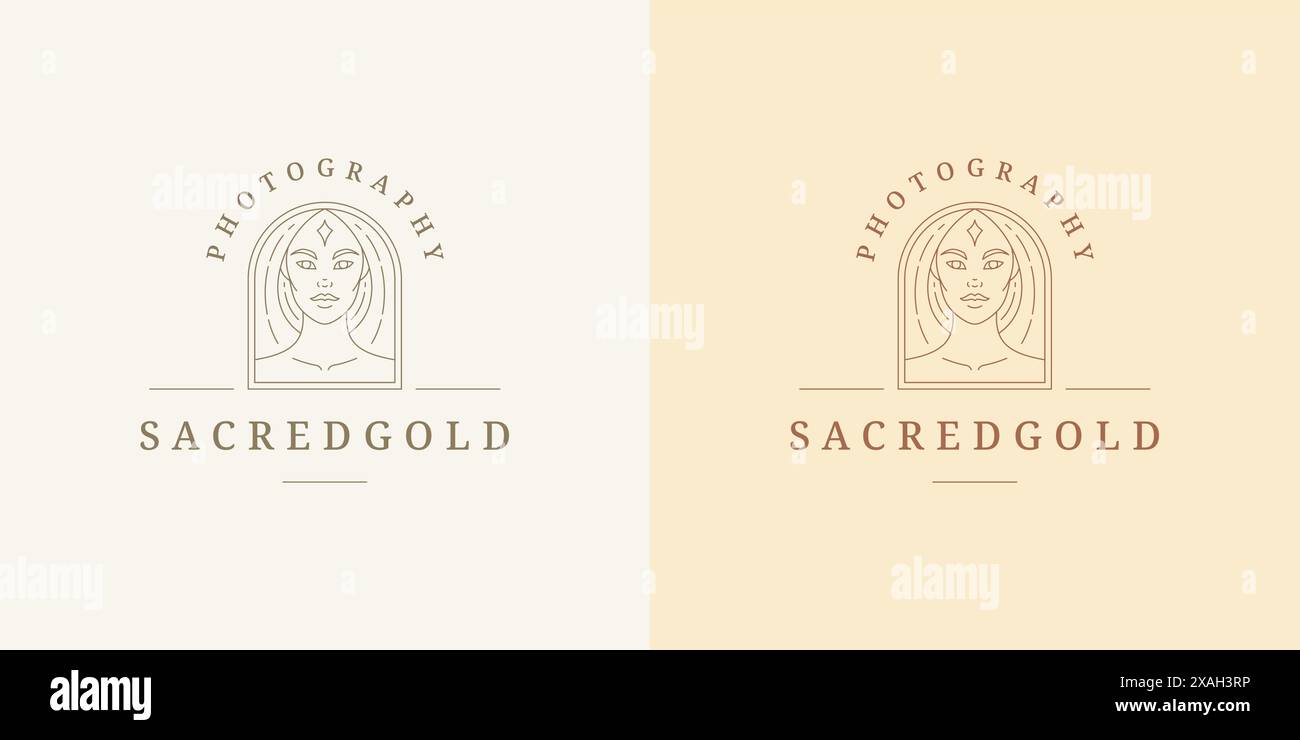 Beauty magic female portrait logo emblem design template vector ...