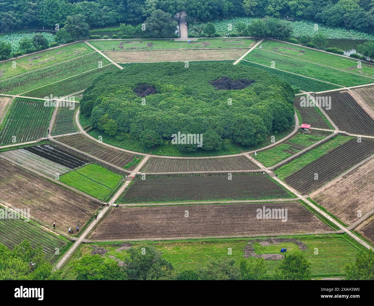 HANGZHOU, CHINA - JUNE 6, 2024 - An aerial photo shows eight-trigram ...