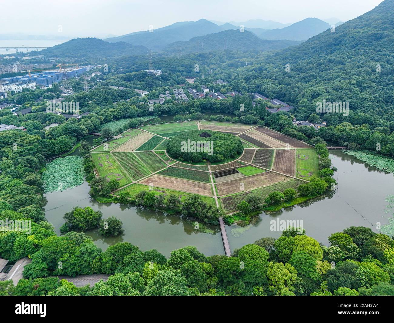 HANGZHOU, CHINA - JUNE 6, 2024 - An aerial photo shows eight-trigram ...