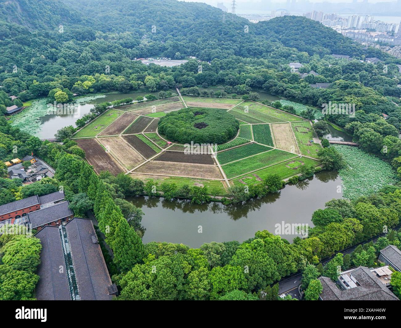 HANGZHOU, CHINA - JUNE 6, 2024 - An aerial photo shows eight-trigram ...