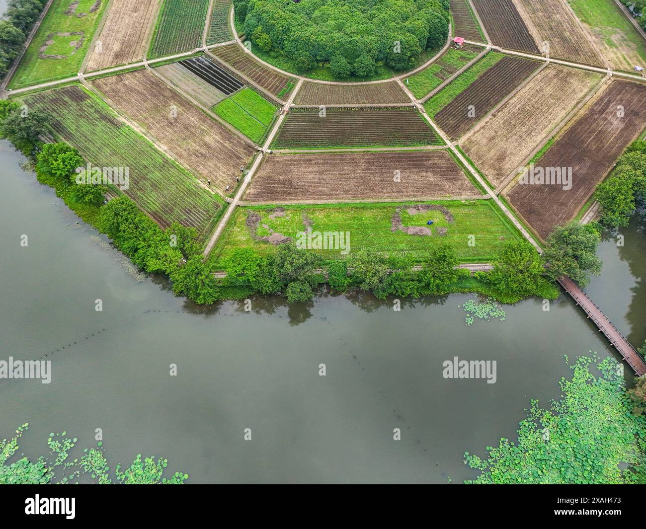 HANGZHOU, CHINA - JUNE 6, 2024 - An aerial photo shows eight-trigram ...