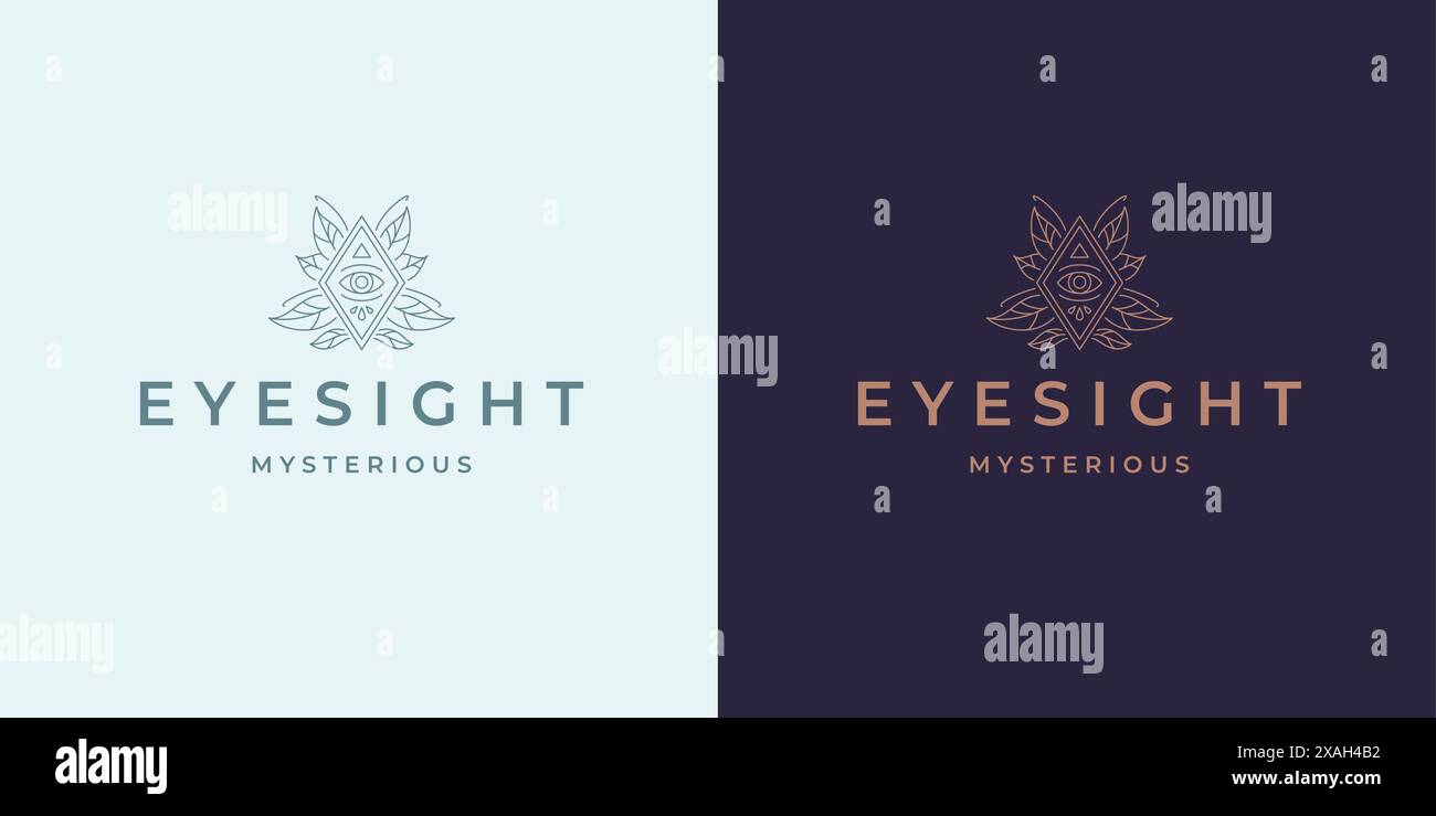 Magic eye logo template linear vector illustration. Esoteric rhombus ...