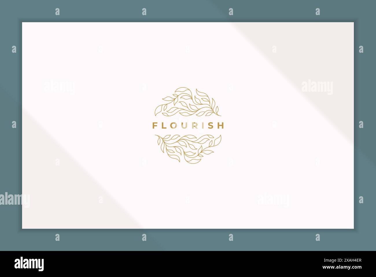 Minimal vector illustration of linear style emblem of elegant plant ...