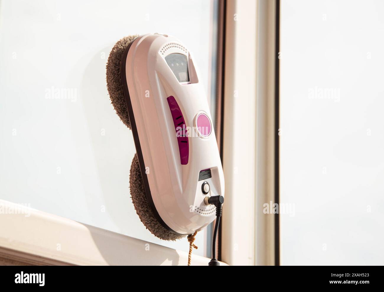 Vacuum glass washer robot washes pvc frame, modern device Stock Photo ...