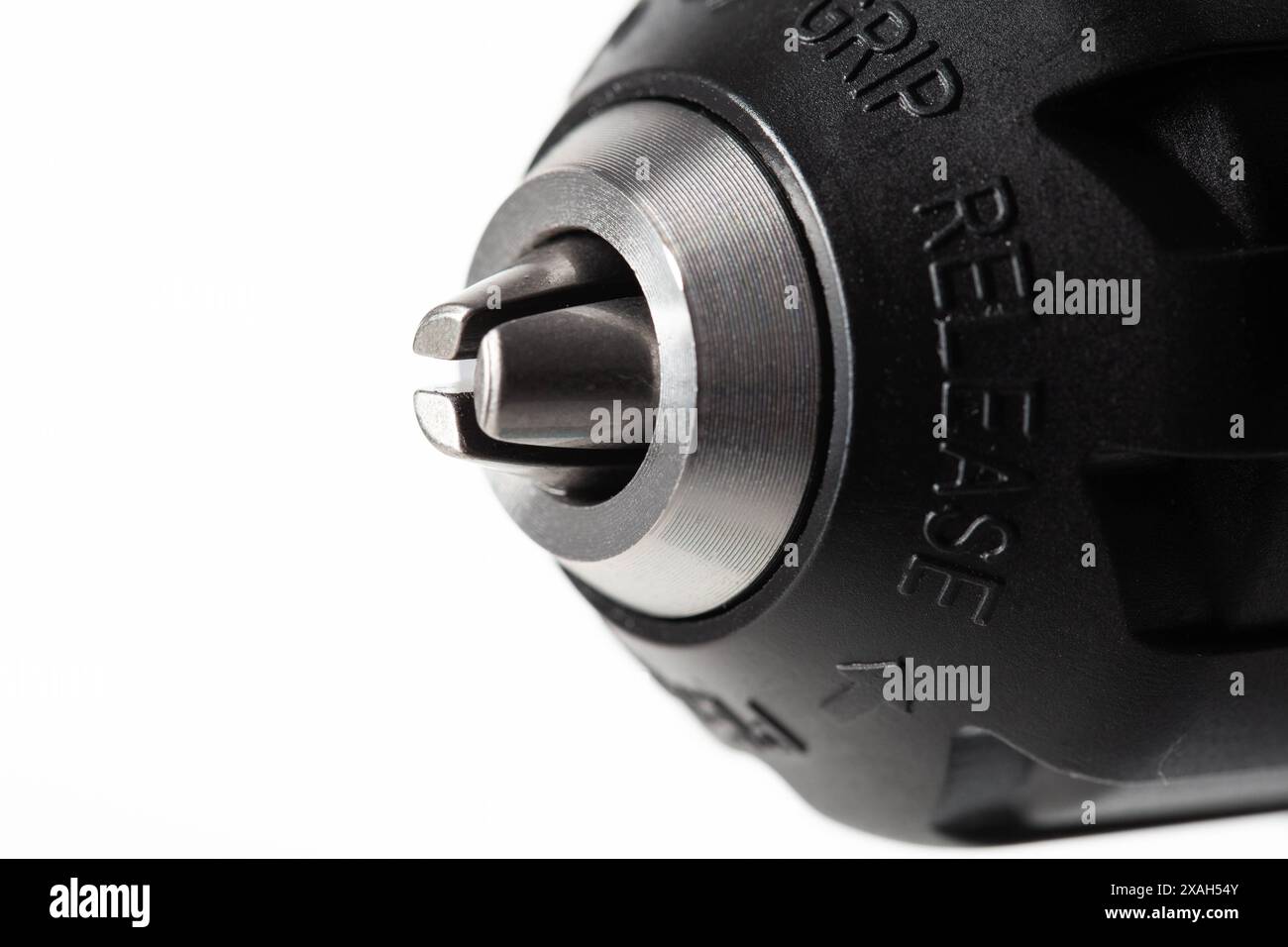 keyless chuck in a drill screwdriver with spindle lock, white ...