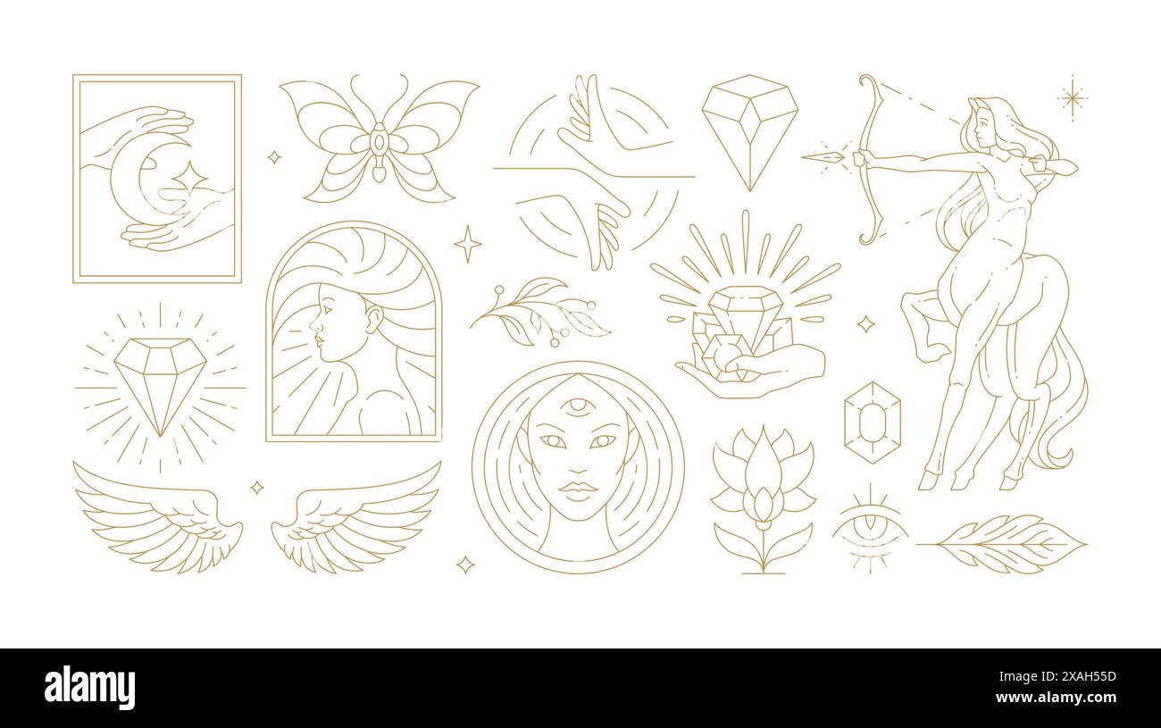 Magic woman boho vector illustrations of graceful feminine women and ...