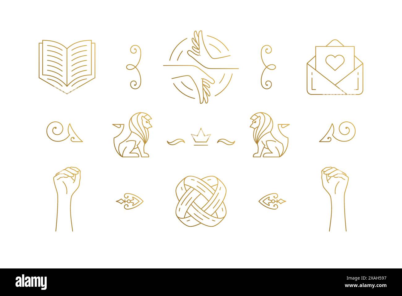 Vector line elegant decoration design elements set - female gesture ...
