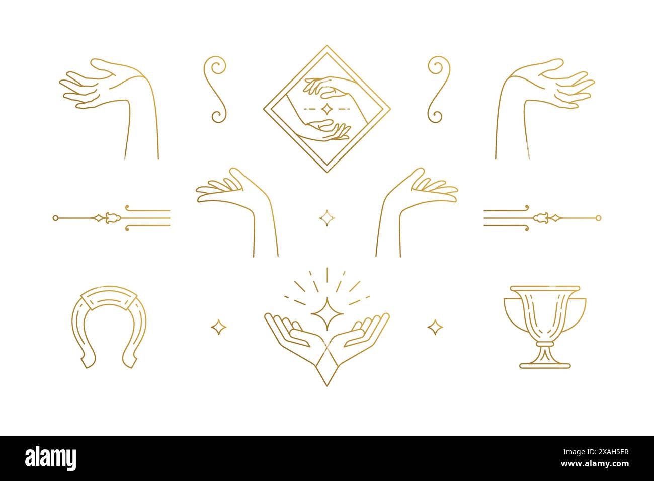 Vector line elegant decoration design elements set - female gesture ...