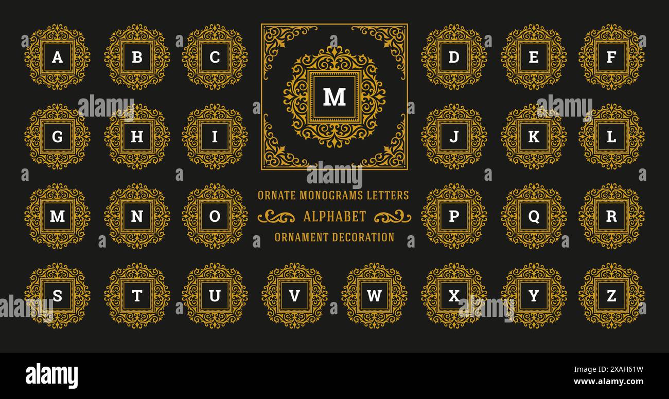 Vintage monogram alphabet letter with decorative flourish ornament ...