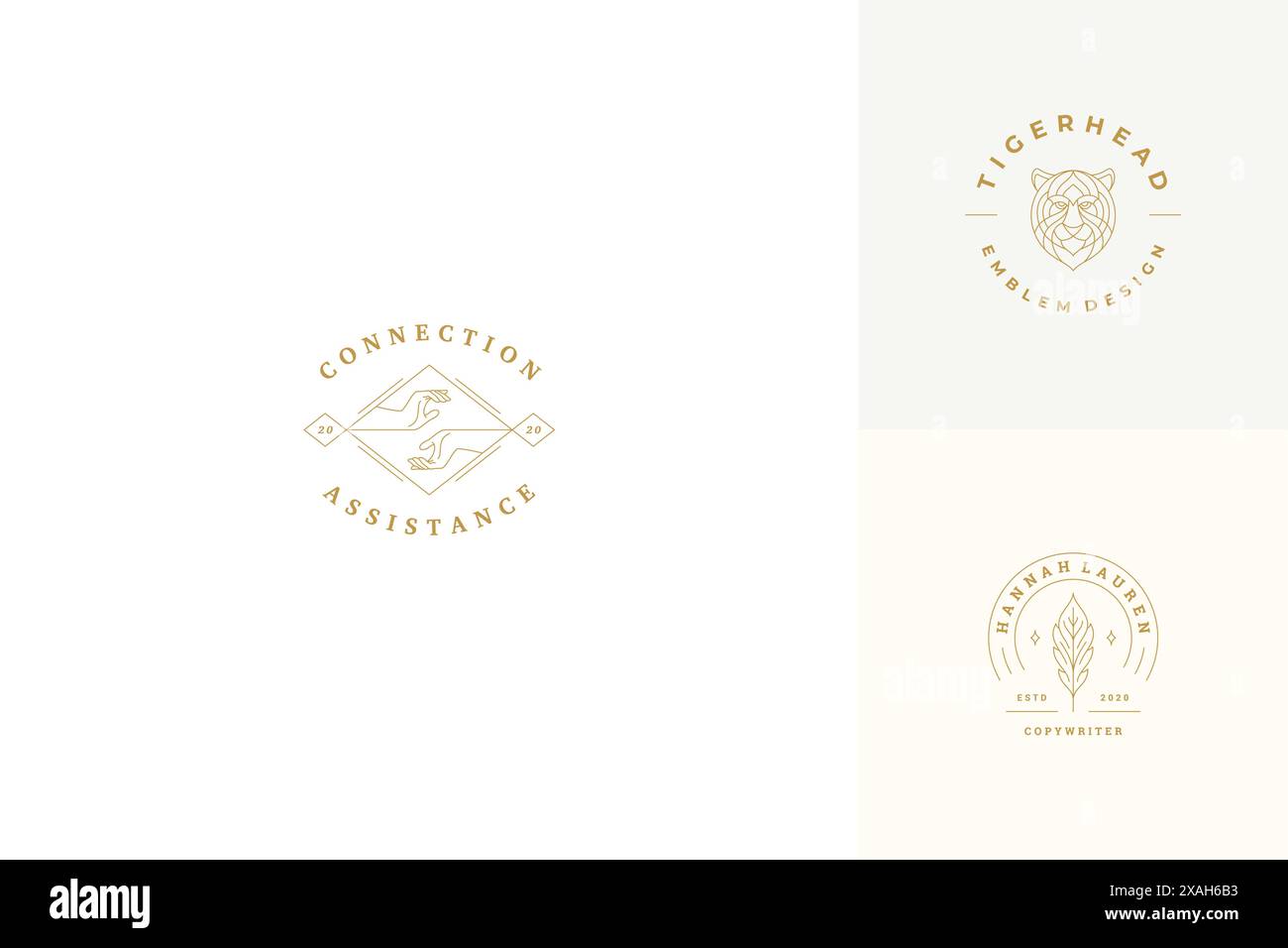 Vector line logos emblems design templates set - female gesture hands ...