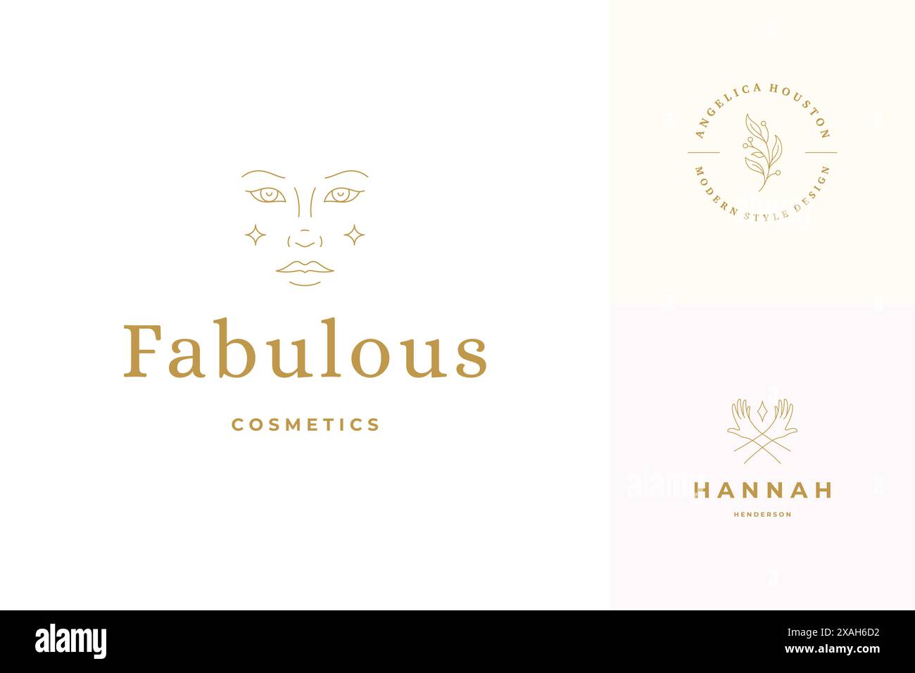 Vector line logos emblems design templates set - female face and ...