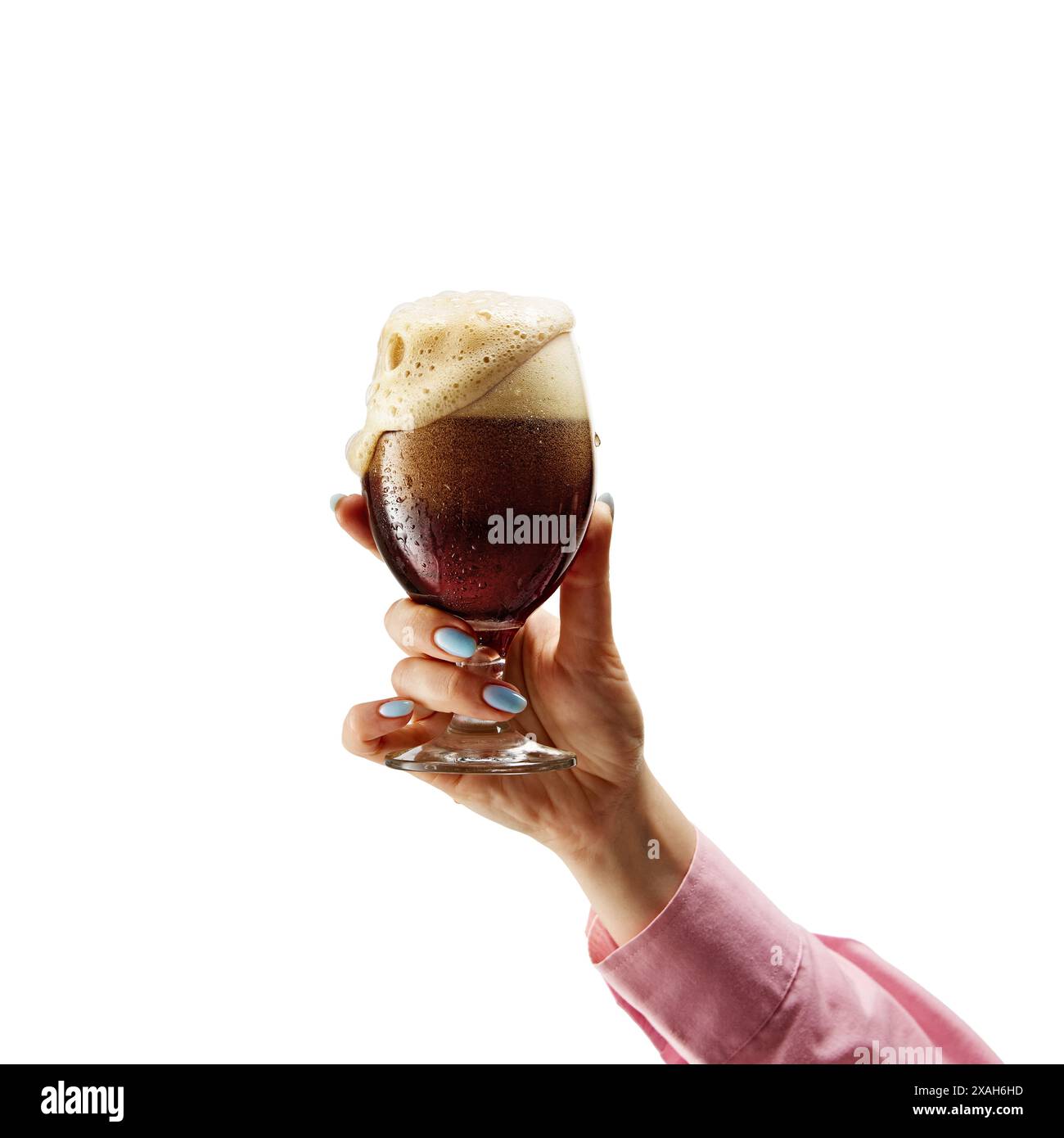 After work refreshment. Female hand holding chill frothy drink, fresh ...