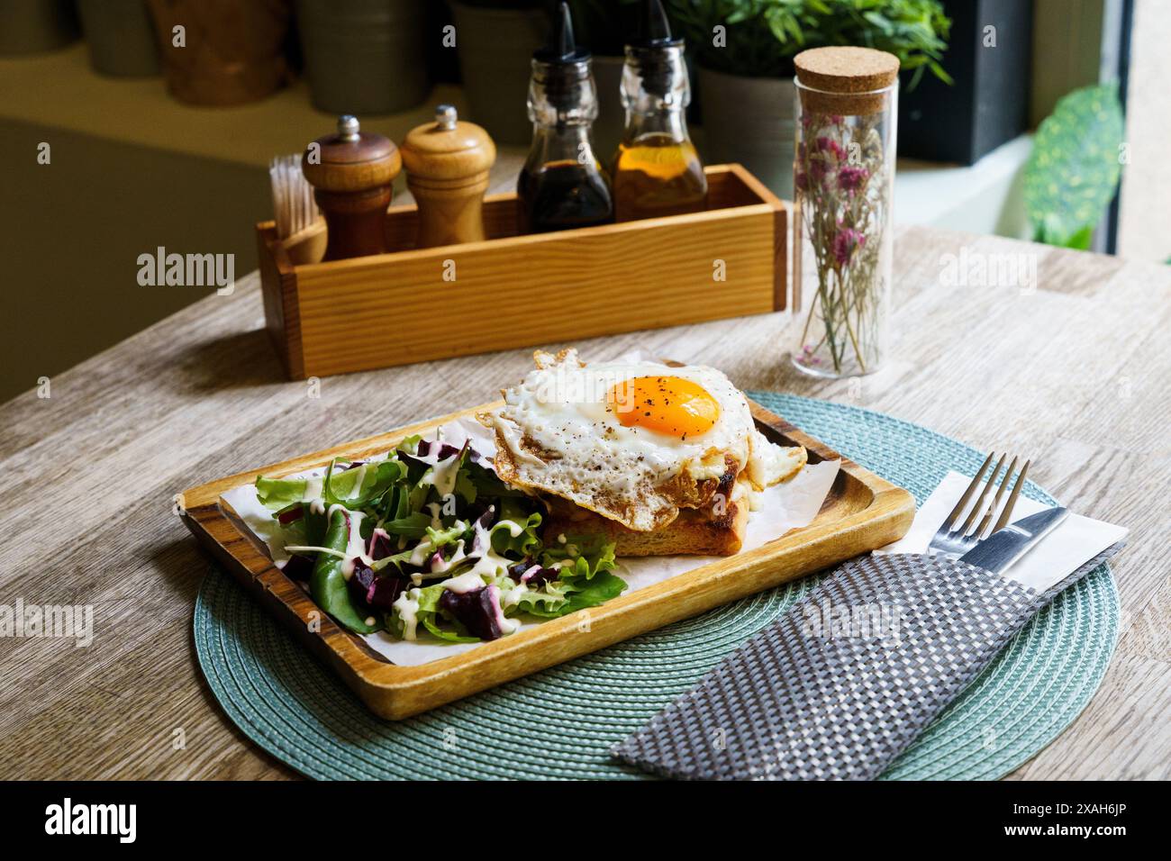 Croque Madam - Classic french toast with cheese and ham, fried eggs ...