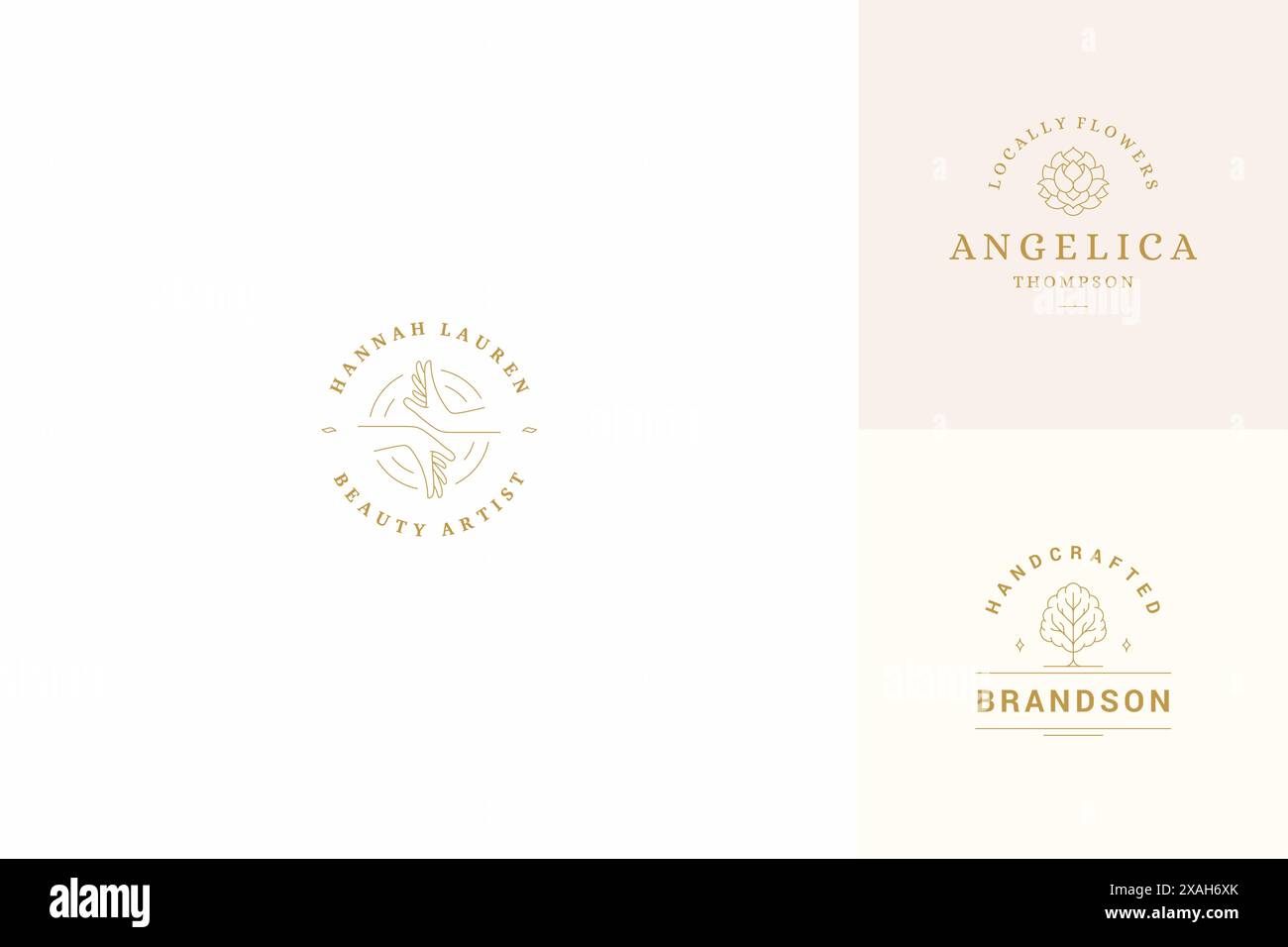 Vector line logos emblems design templates set - female gesture hands ...