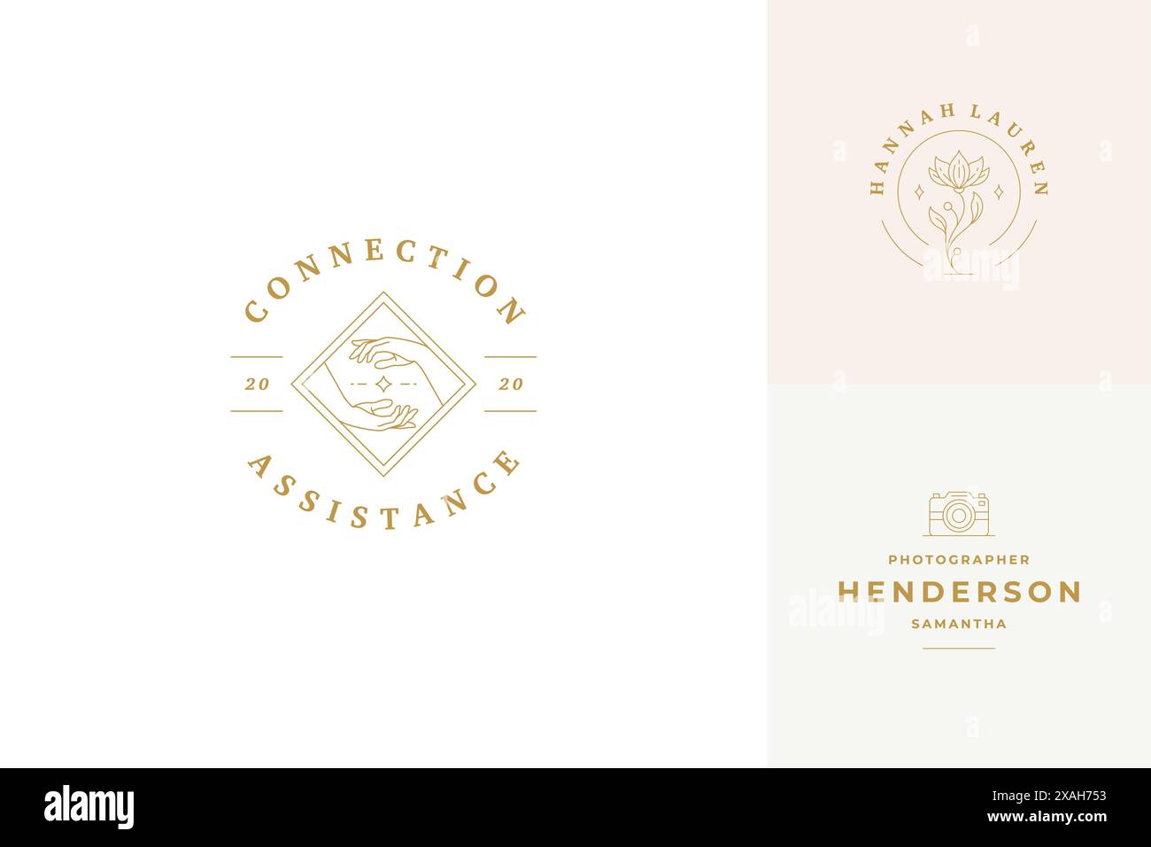 Vector line logos emblems design templates set - female gesture hands ...