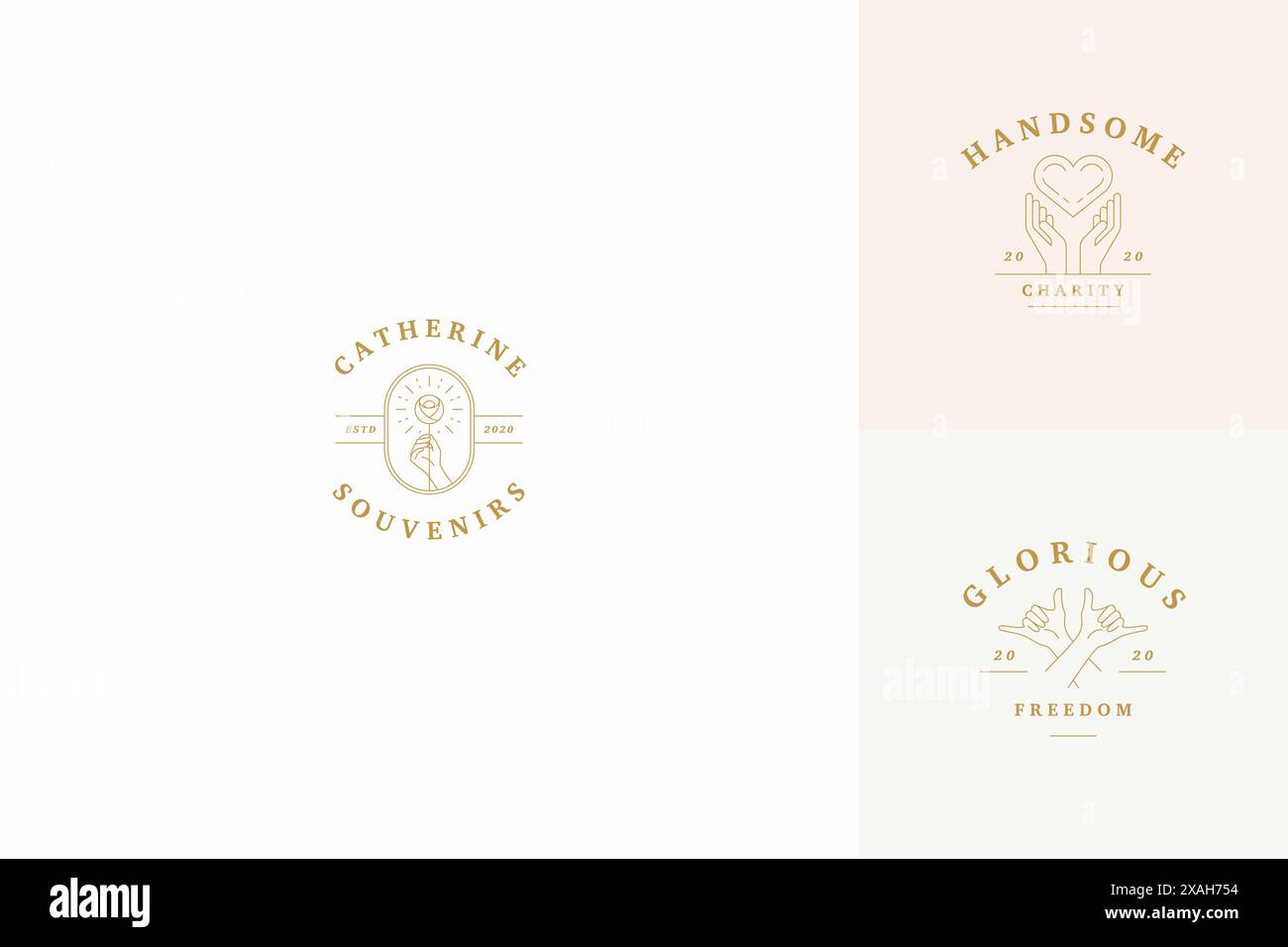 Vector line logos emblems design templates set - female gesture hands ...