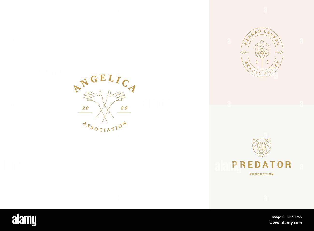 Vector line logos emblems design templates set - female gesture hands ...