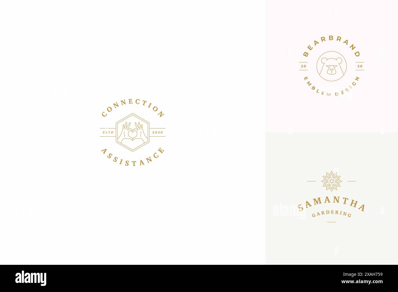 Vector line logos emblems design templates set - female gesture hands ...