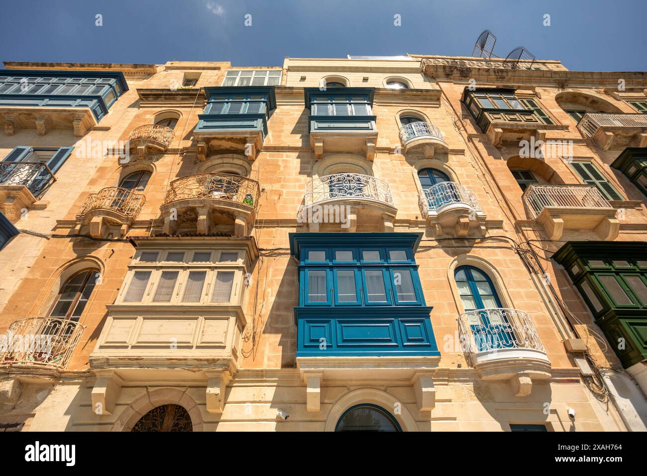 Maltese house with traditional balcony in Valletta, the capital of ...
