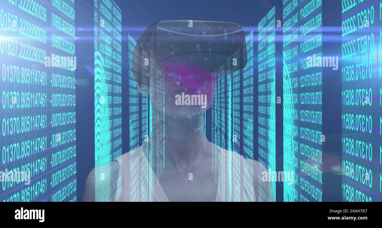 Animation vr headset over binary hi-res stock photography and images ...