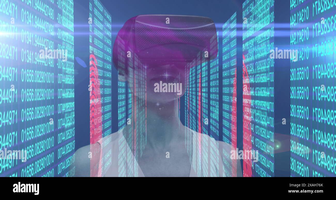 Animation vr headset over binary hi-res stock photography and images - Alamy