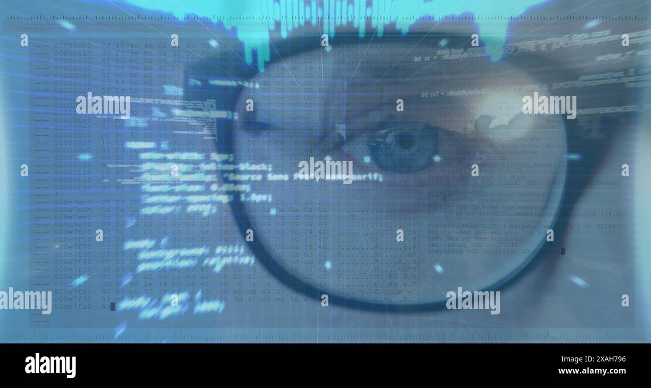 Blue digital data animation over hi-res stock photography and images ...