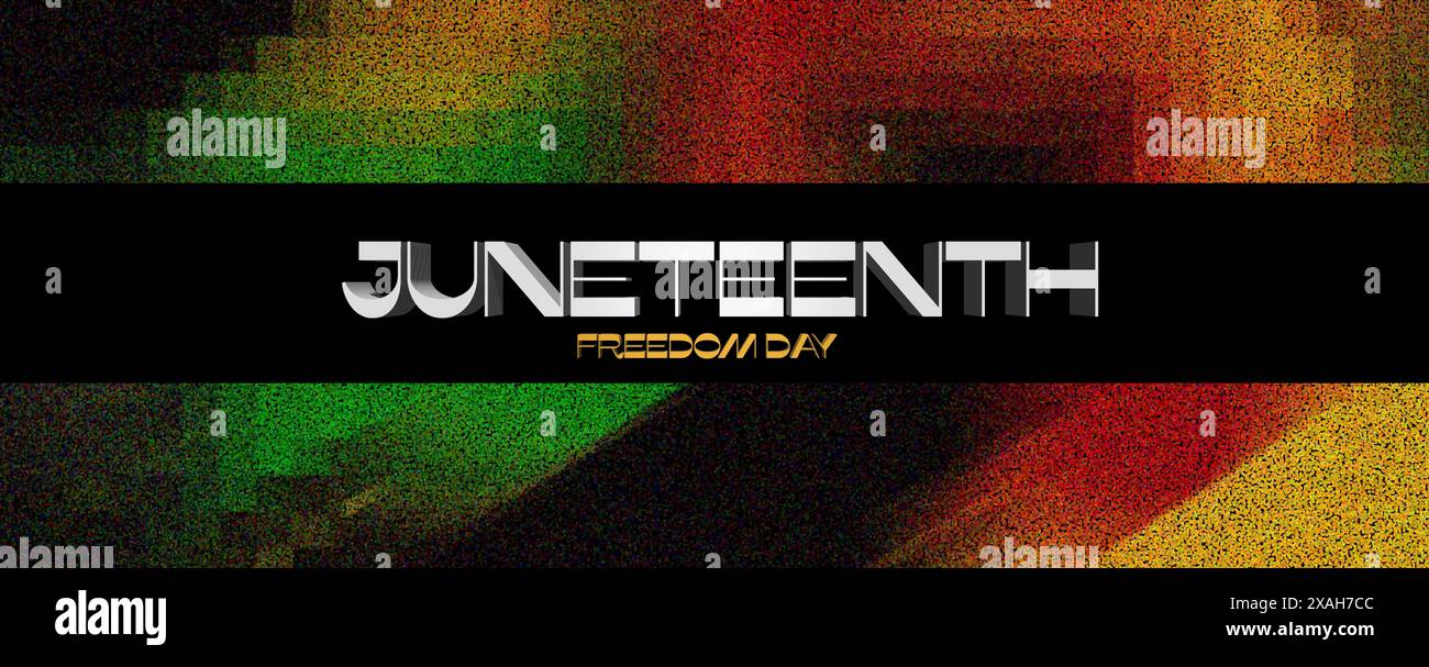 Vibrant Juneteenth Freedom Day gradient banner with red, green, yellow ...