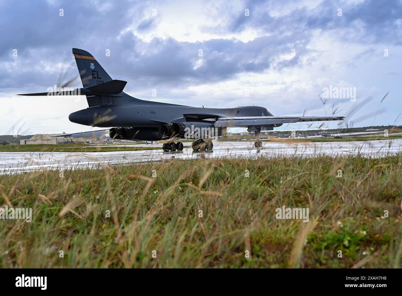 A U.S. Air Force B-1B Lancer assigned to the 37th Expeditionary Bomb ...
