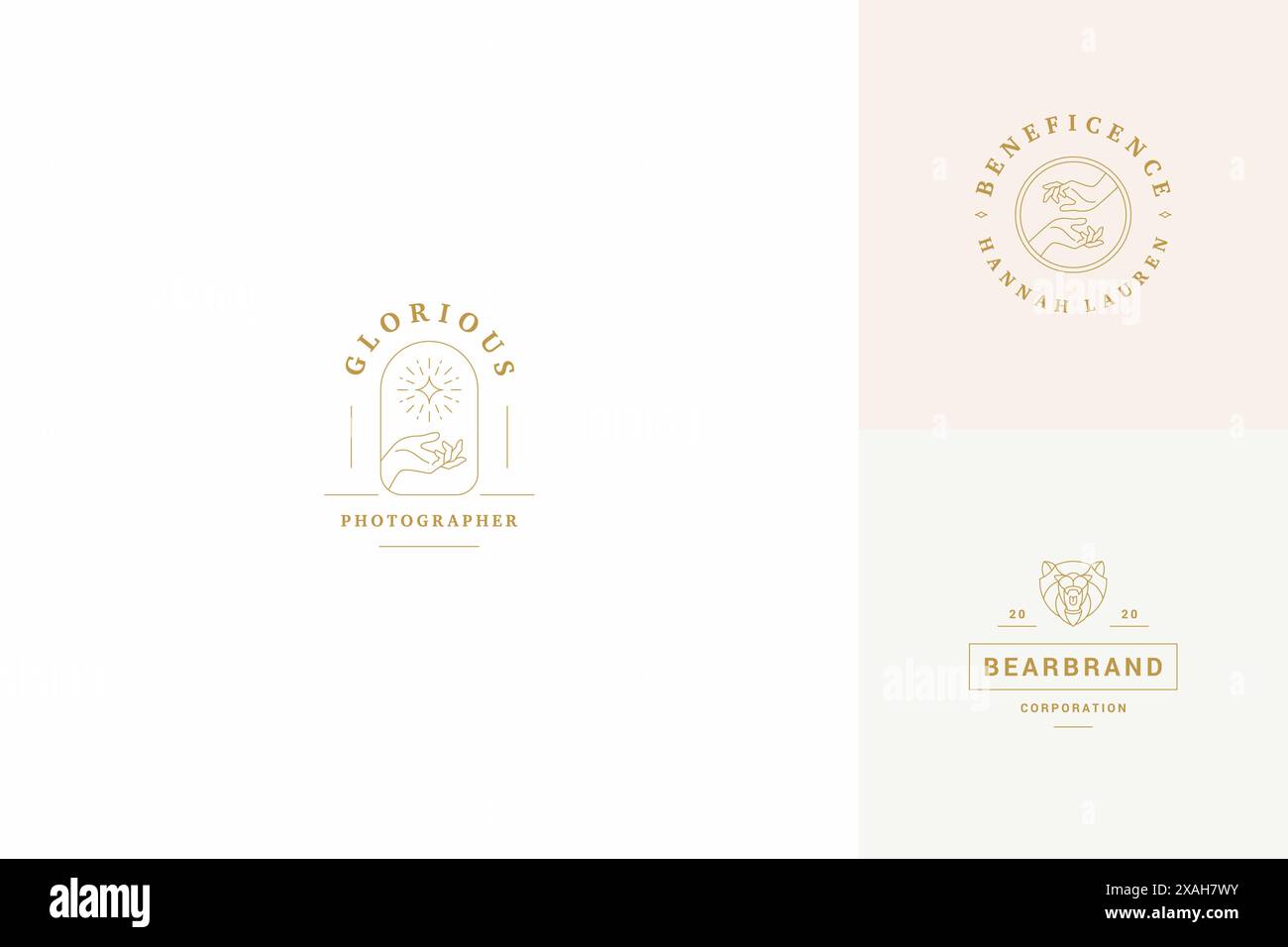 Vector line logos emblems design templates set - female gesture hands ...