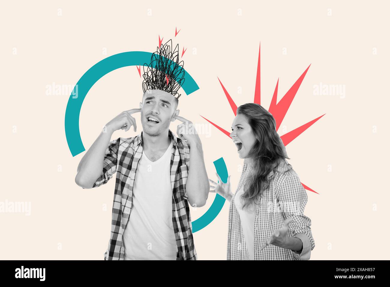 Trend artwork sketch image composite photo collage of young man lady ...