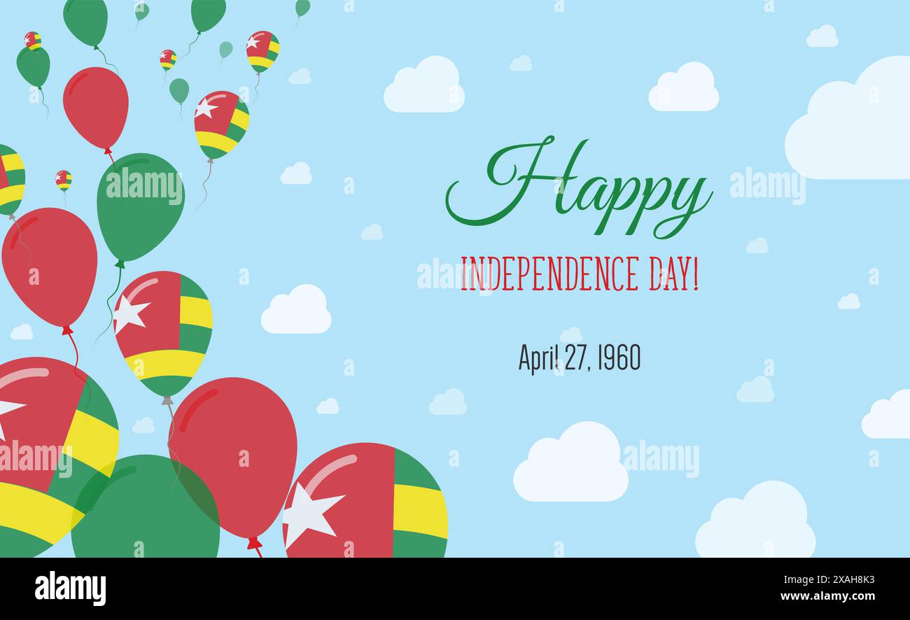 Togo Independence Day Sparkling Patriotic Poster. Row of Balloons in ...