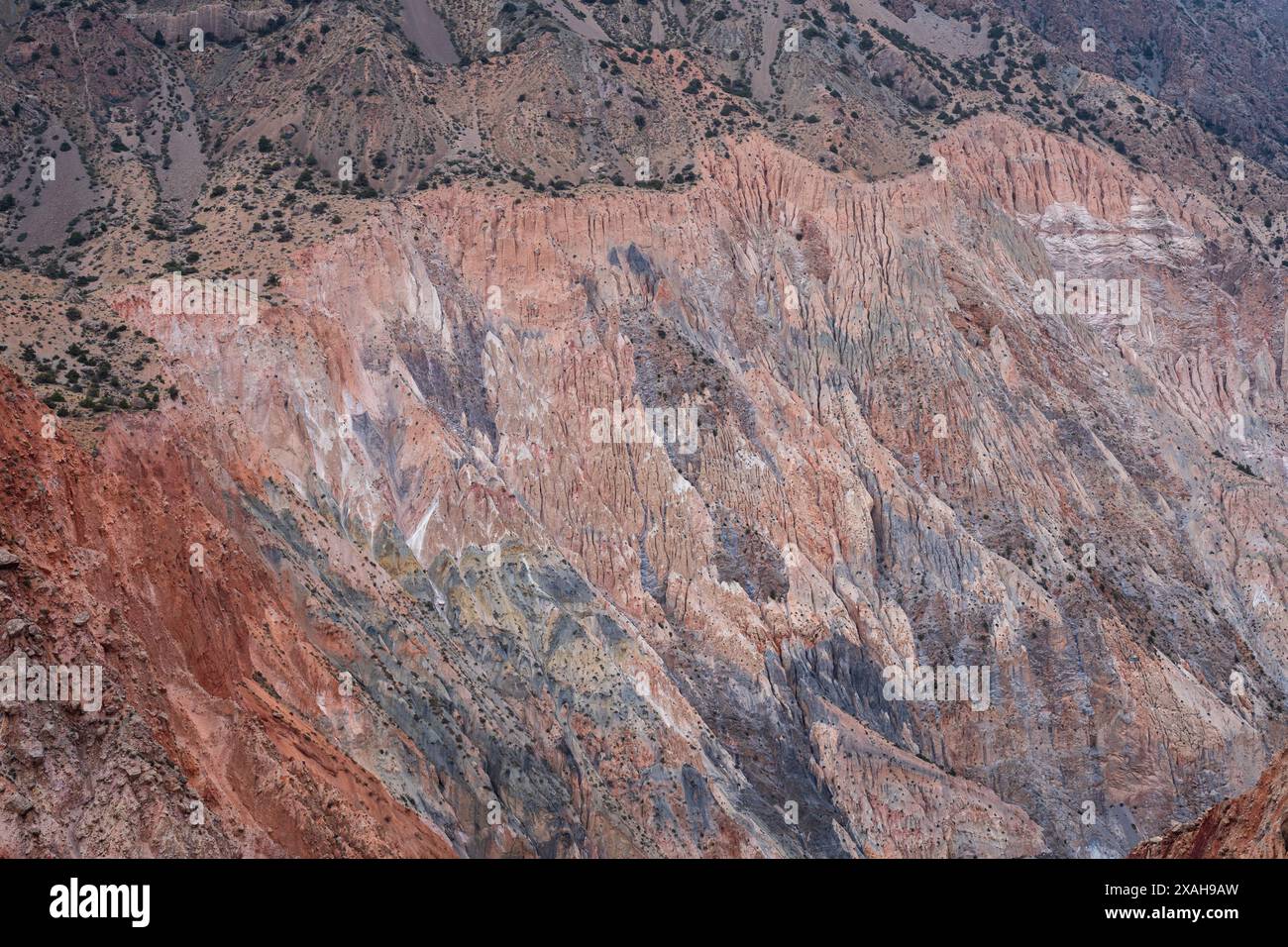 Colorful geology landscape of cliff mountainside in Iskander darya ...