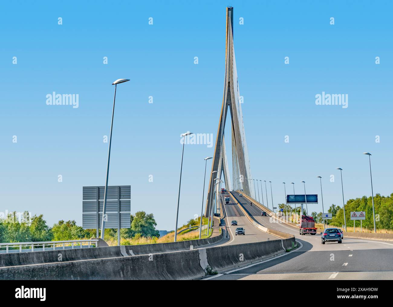 Impression of the Normandy Bridge that spans the river Seine linking Le ...