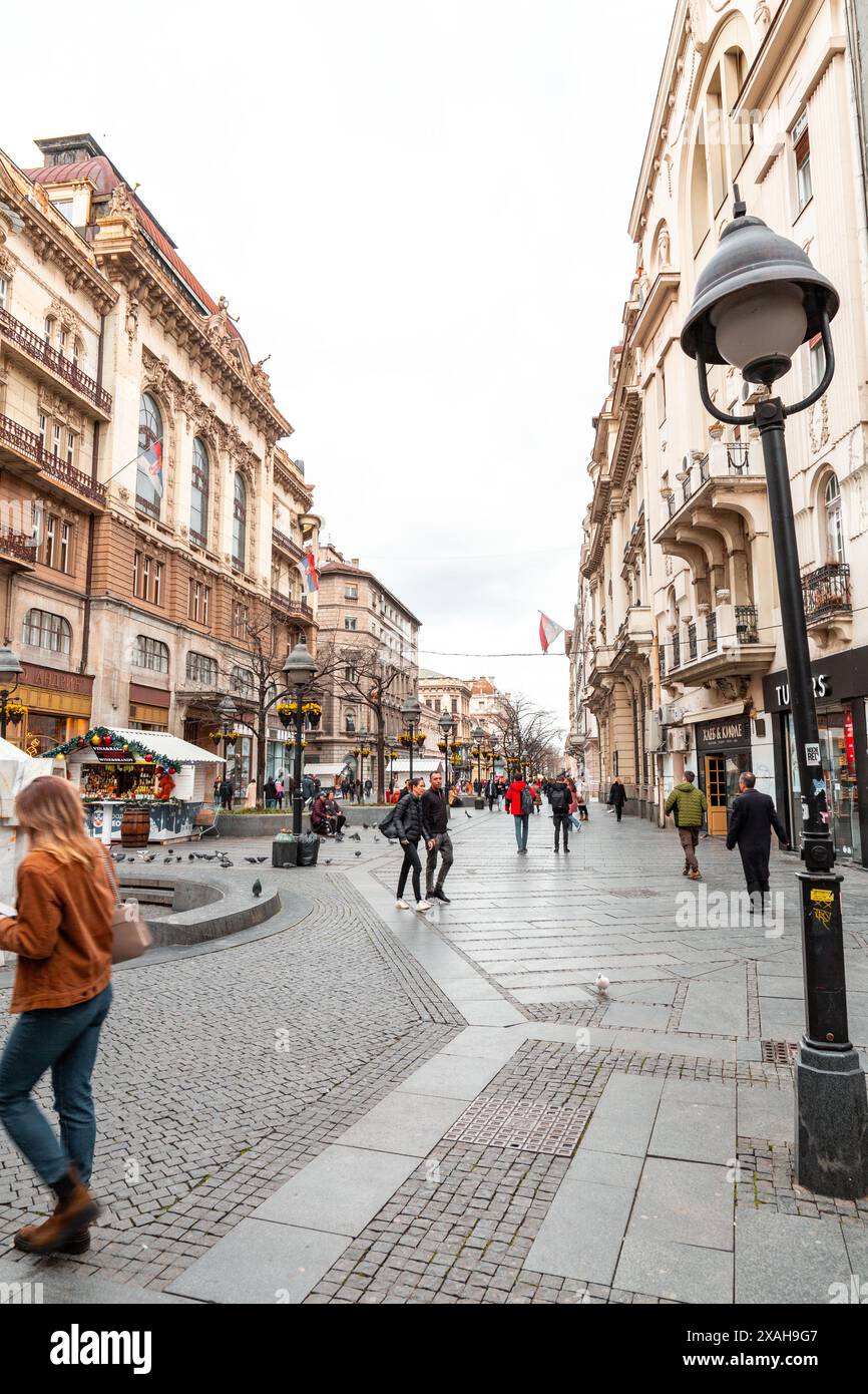 Belgrade, Serbia - 8 FEB 2024: Knez Mihailova Street is the main ...